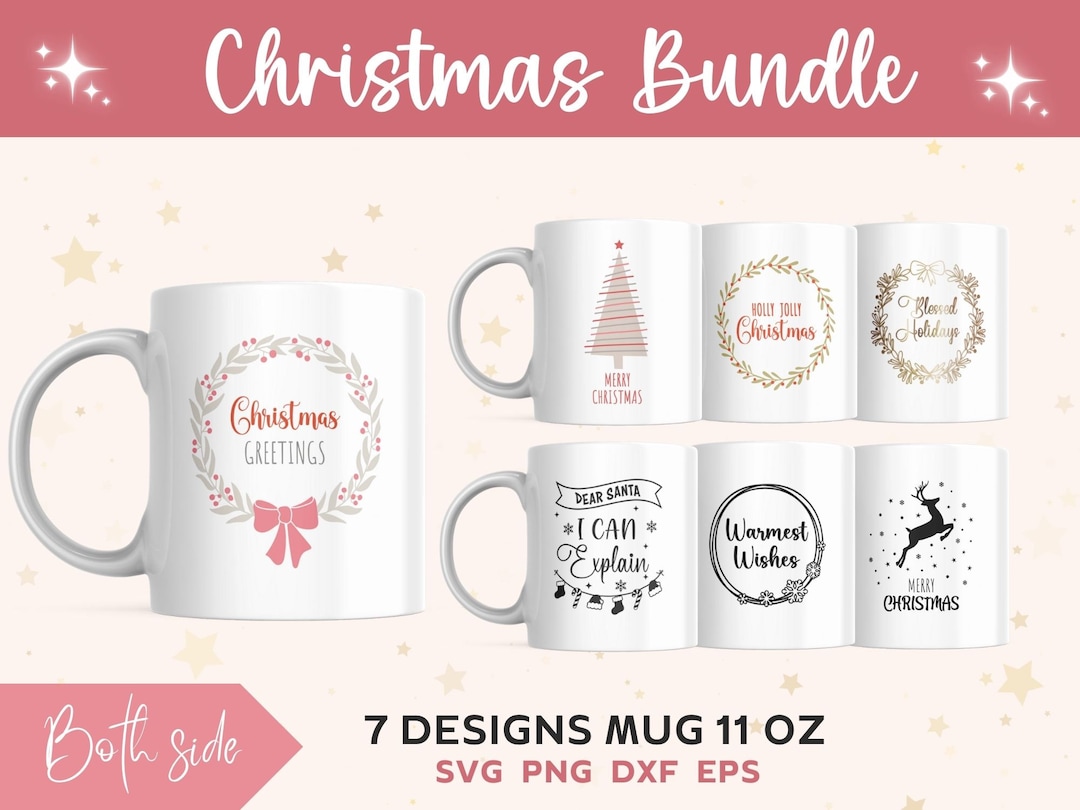 7 Christmas Mug Wrap Bundle SVG, Mug Wrap Sublimation Designs PNG, 11oz ...