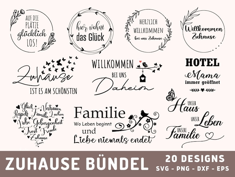 20 German Home Plotter Files SVG Herzlich Willkommen PNG - Etsy