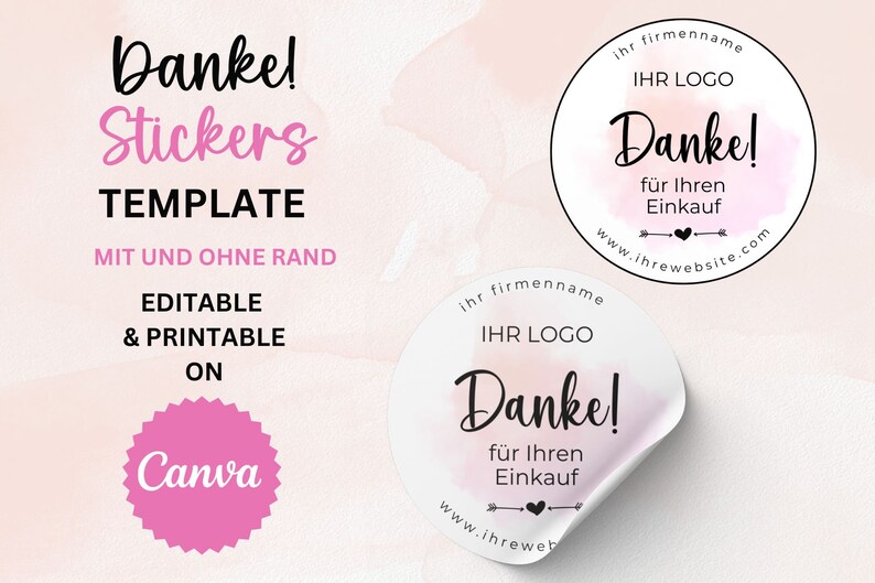 Danke Sticker Template, Thank You Canva Template, Thank You for Your ...