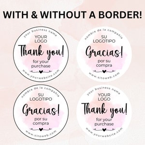 Thank You Sticker Template, Digital Gracias Adhesivo Template, Thank ...