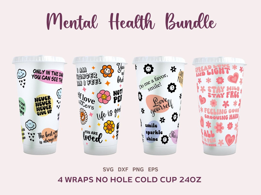 Mental Health Cold Cup Wrap SVG, Inspirational Daily Affirmations ...