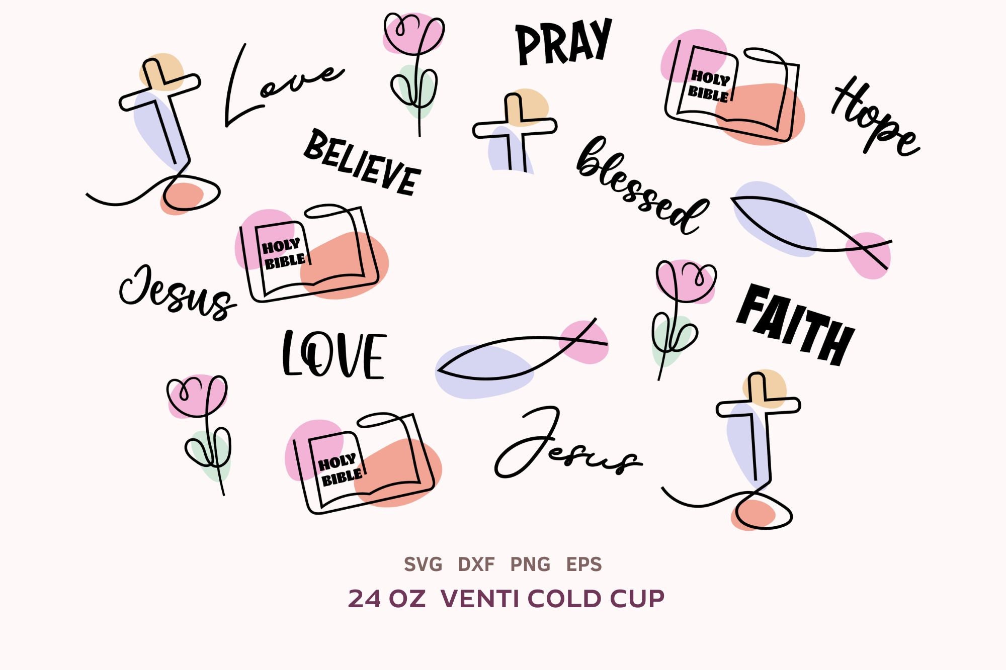 Bible Quote SVG Cold Cup 24 Oz Wrap, Cold Cup Jesus Love Svg, Christian ...