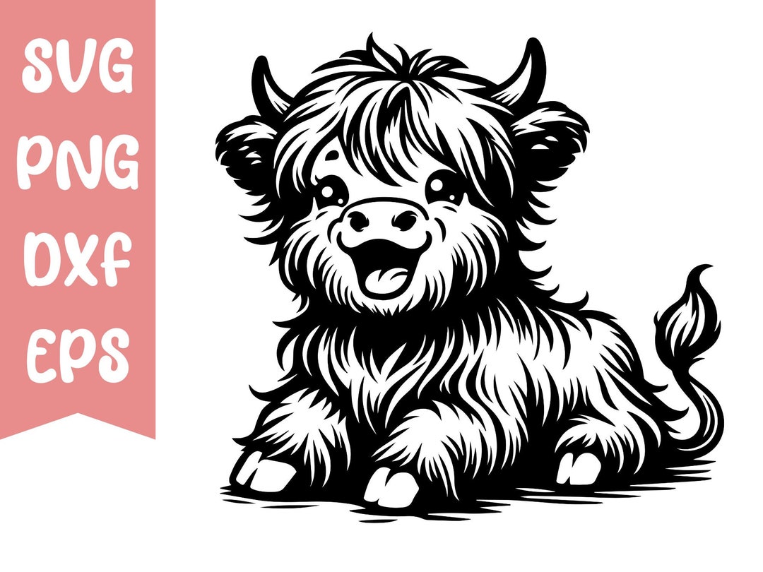 Cute Highland Cow Svg, Highland Cow Design, Happy Cow Svg, Baby Cute ...