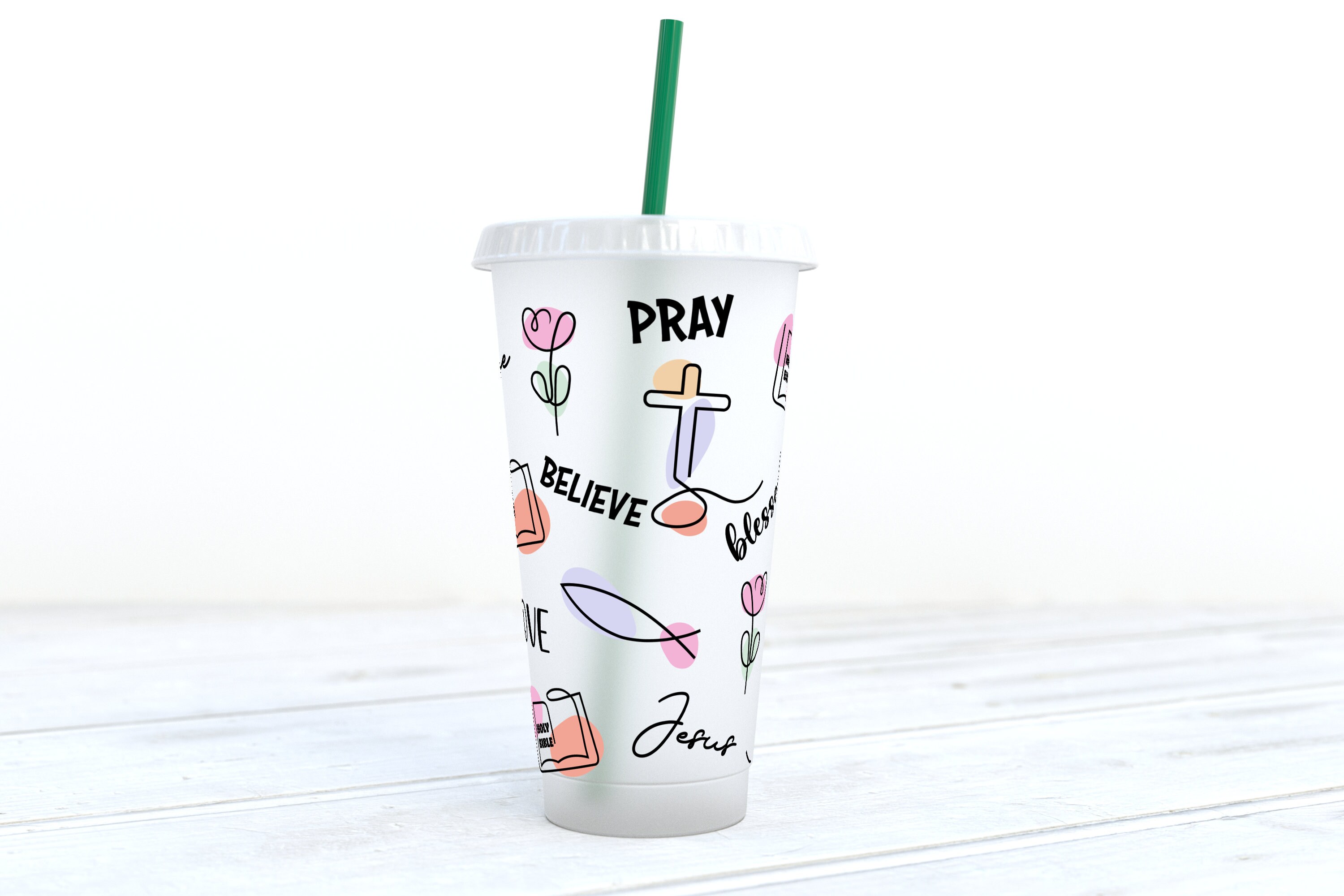 Inspirational Christian Quote SVG Cold Cup 24oz Wrap, NO HOLE Cold Cup ...