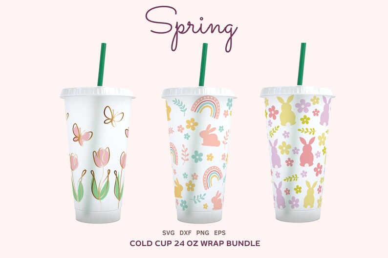Cold Cup SVG Bundle Wrap, No Hole 24oz Coffee Cup, Easter Cold Cup Svg ...