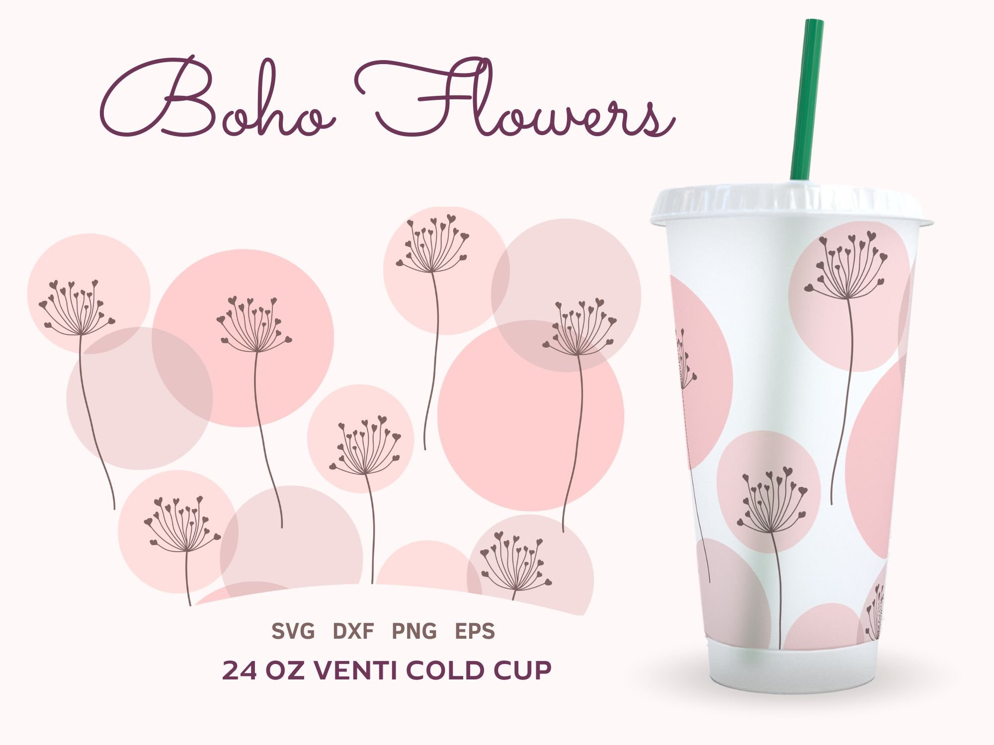 BOHO WILDFLOWER SVG Cold Cup 24 Oz No Hole Floral Cold Cup - Etsy
