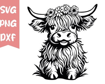 Cute Highland Cow SVG, Highlander Cow Design, Baby Cute Cow PNG, Cow ...