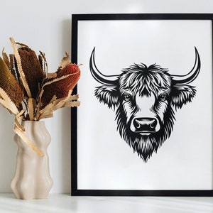 Bull Head Bundle Svg, Highland Cow Design, Bull Tattoo Template, Cool ...