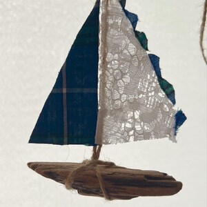 Driftwood Sailboats, Hanging Ornaments Lace/nautical Charts/linen Sails ...
