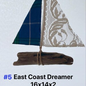 Driftwood Sailboats, Hanging Ornaments Lace/nautical Charts/linen Sails ...