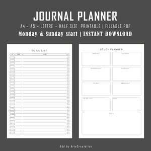 Journal Planner Printable Template, Daily Weekly Monthly Planner ...