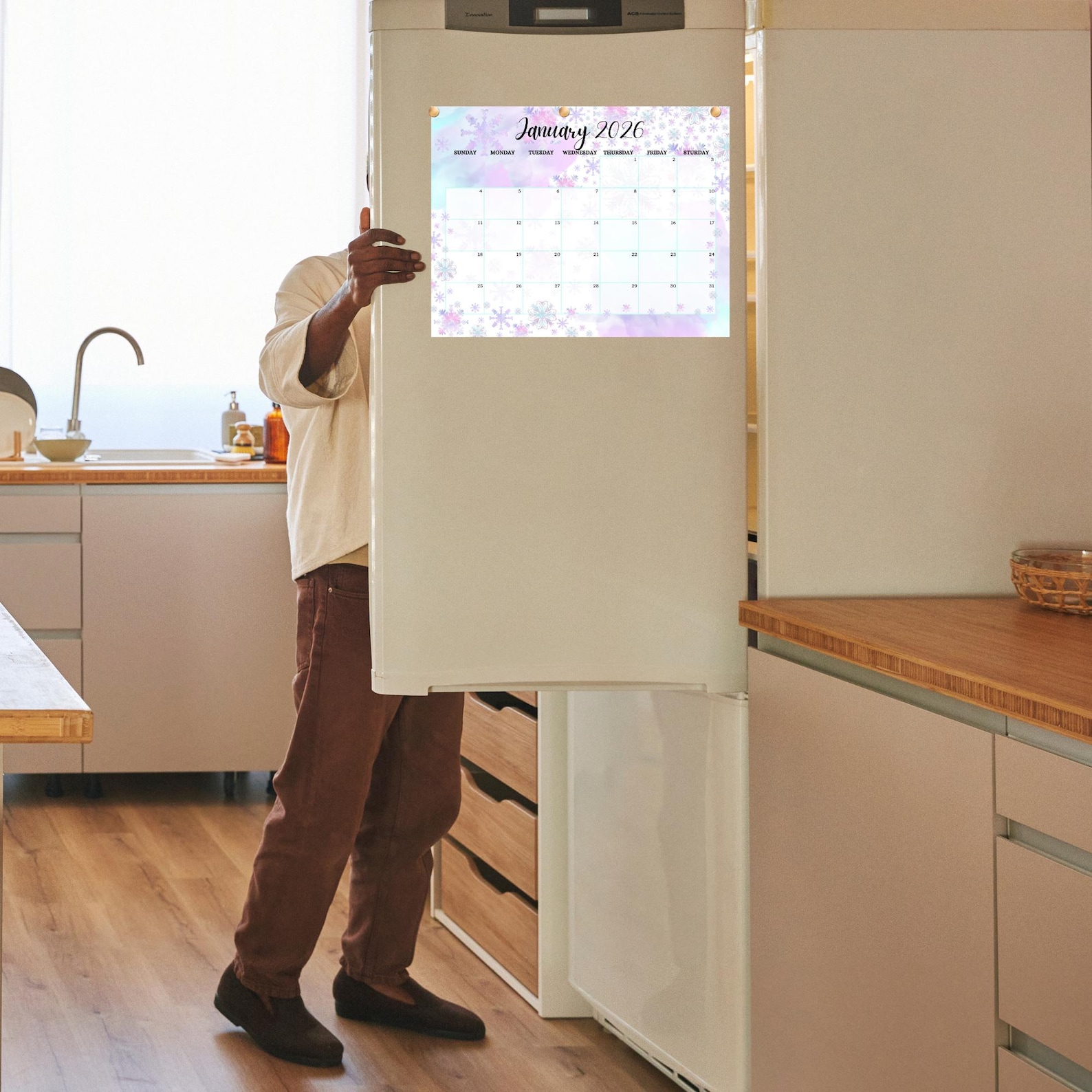 Editable January 2026 Calendar, Cute Winter 2026, Monthly Calendar for ...