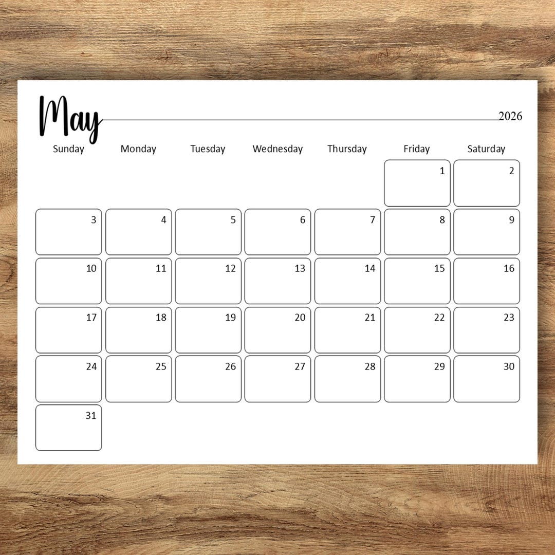 EDITABLE May 2026 Calendar, Printable Fillable PDF May Calendar 2026 ...
