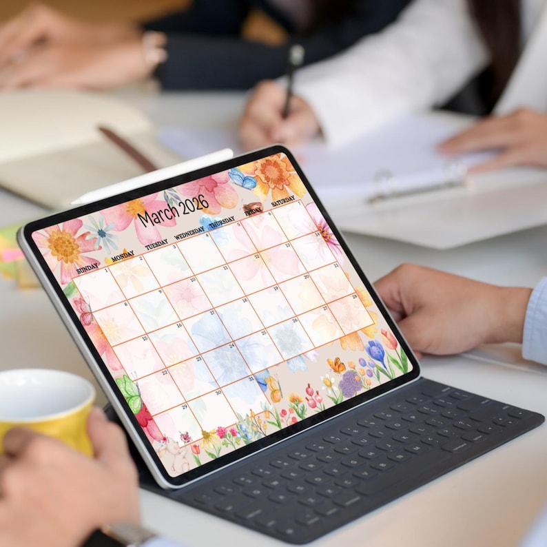 EDITABLE March 2026 Calendar, Hello Spring Flowery Calendar, Printable ...