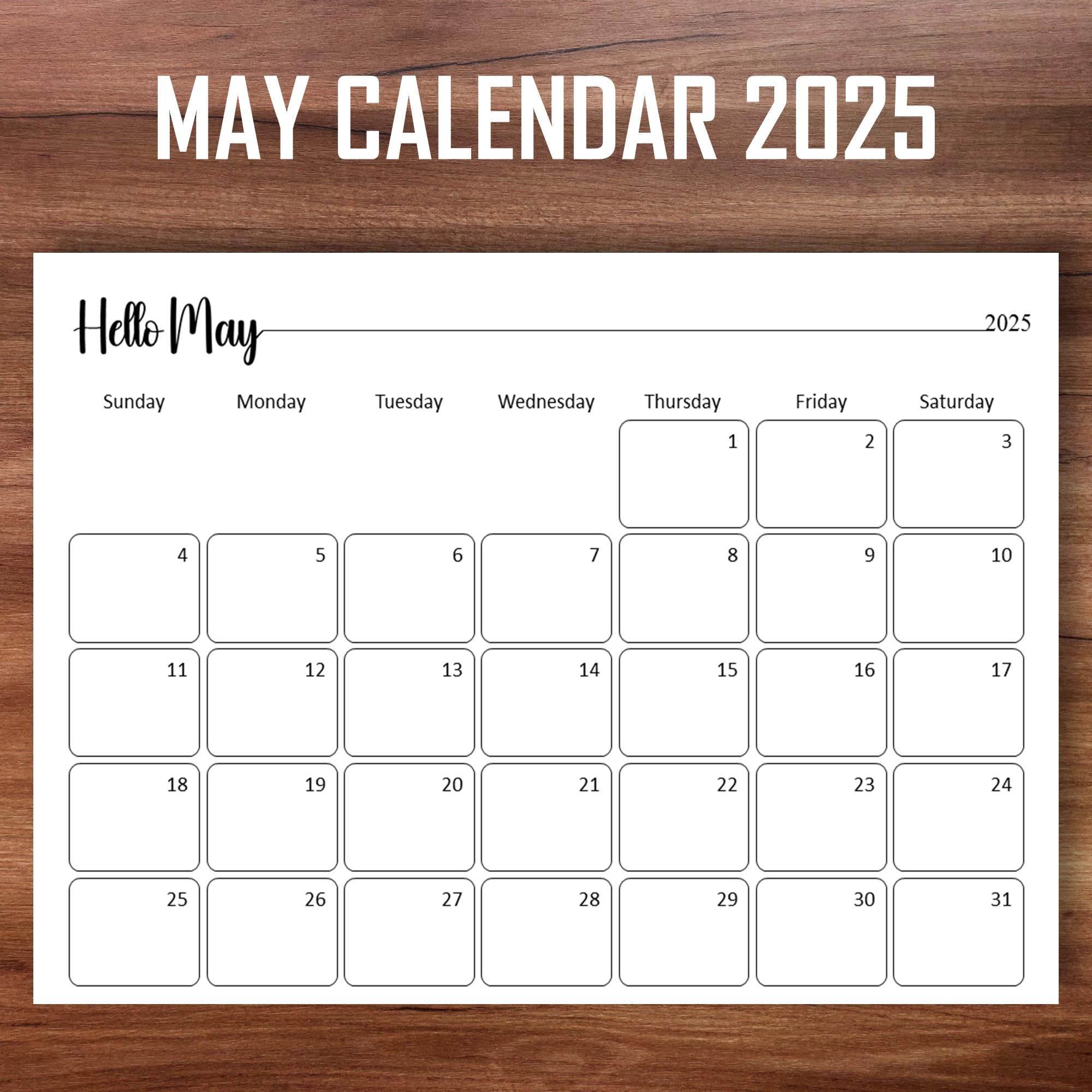 EDITABLE May 2025 Calendar, Printable Fillable May Calendar 2025 ...
