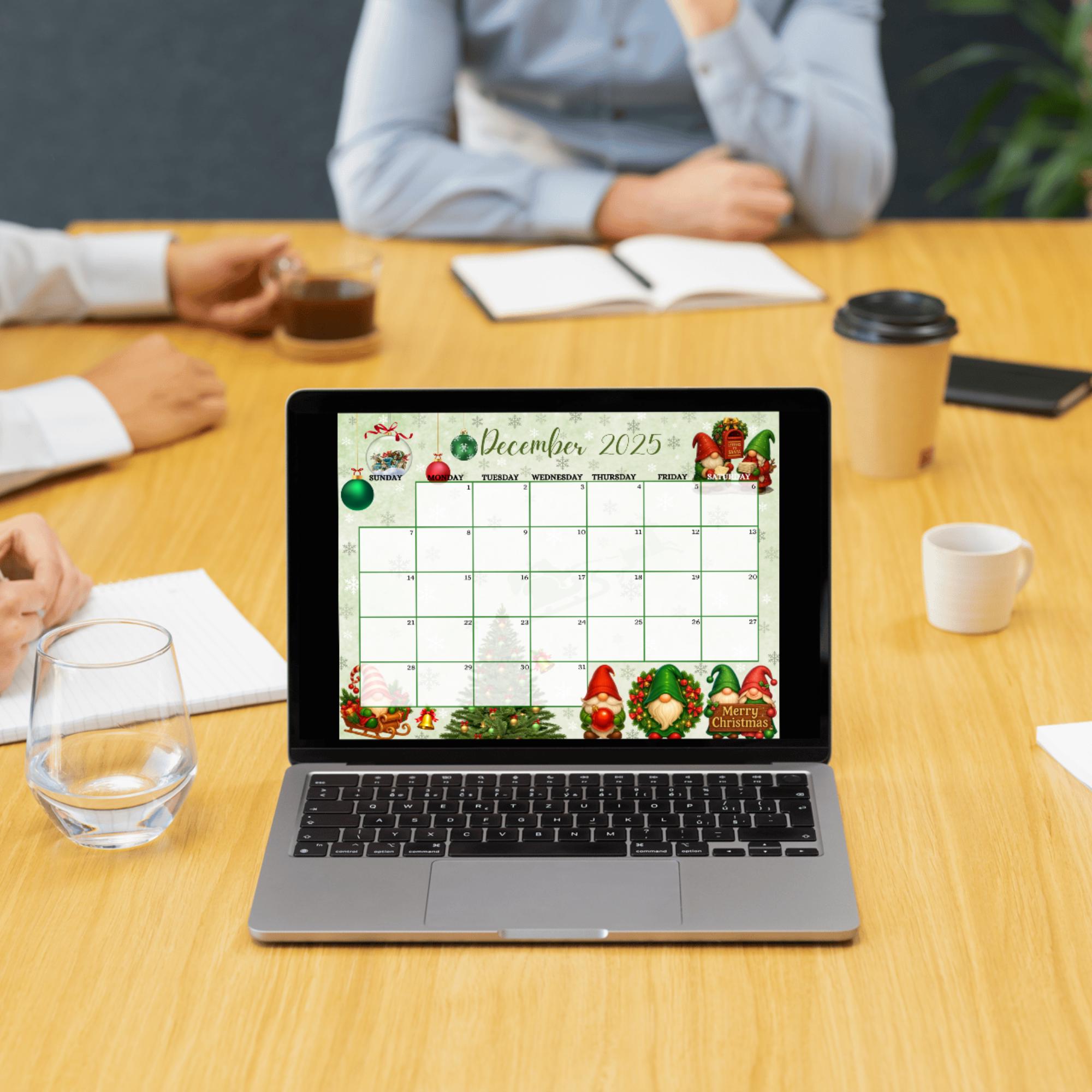 Editable December Calendar 2025, Cute Winter 2025 Calendar Christmas ...