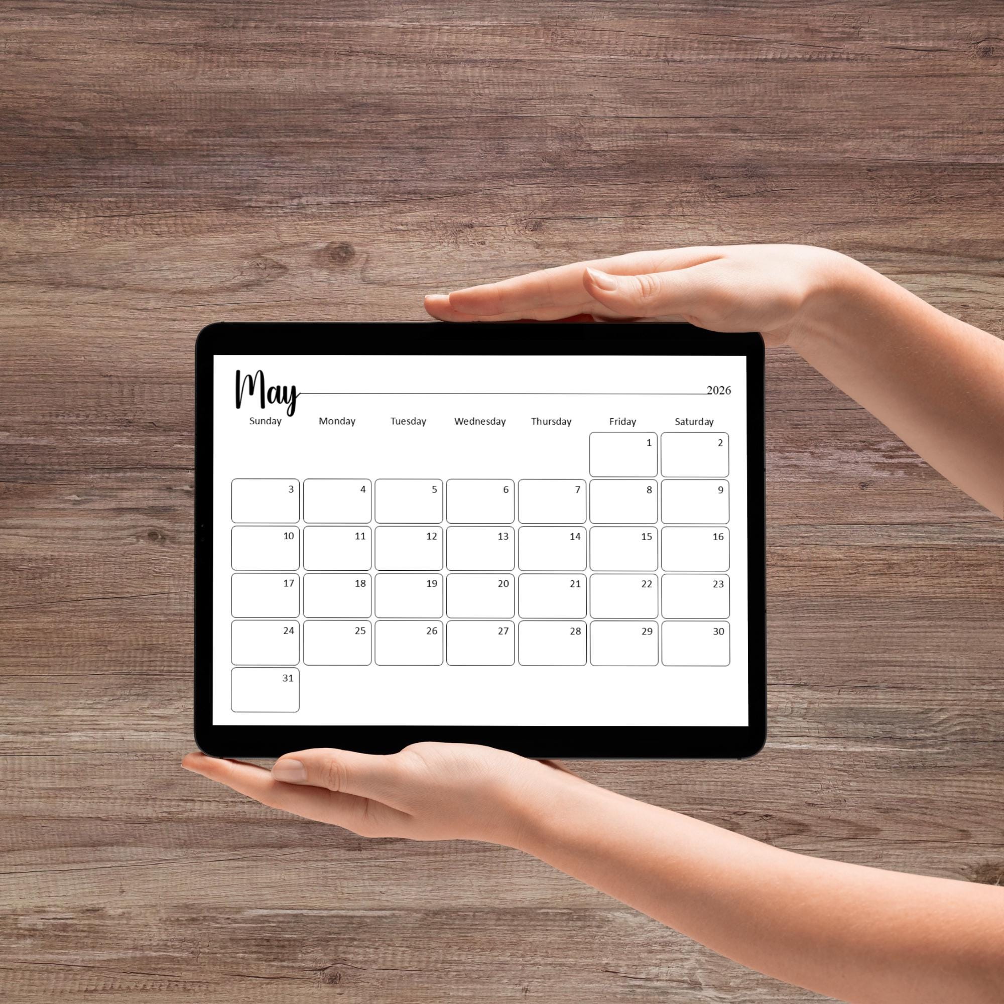 EDITABLE May 2026 Calendar, Printable Fillable PDF May Calendar 2026 ...