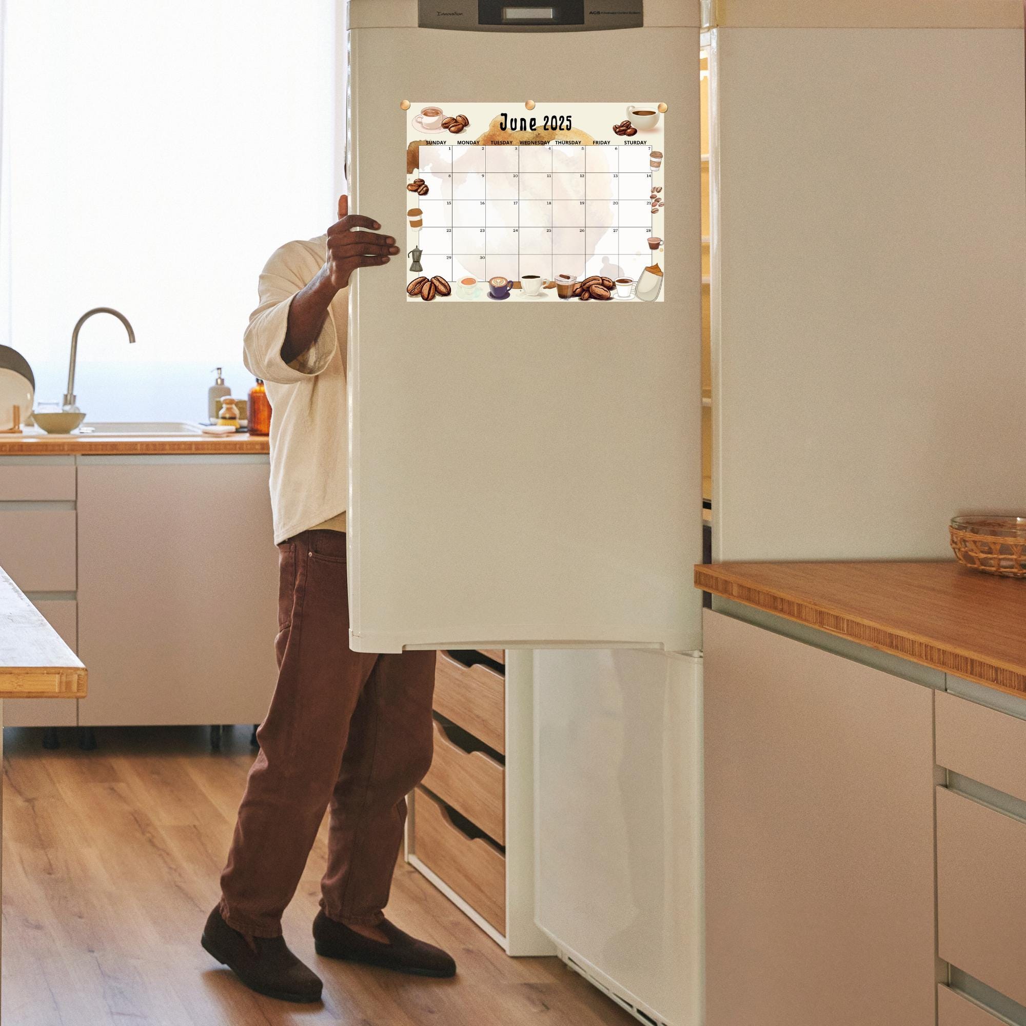 EDITABLE June 2025 Calendar, Cute Summer Planner W/ Coffee, Printable ...