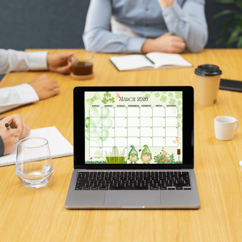 EDITABLE March 2026 Calendar, Beautiful Spring With Cute Gnome Calendar ...