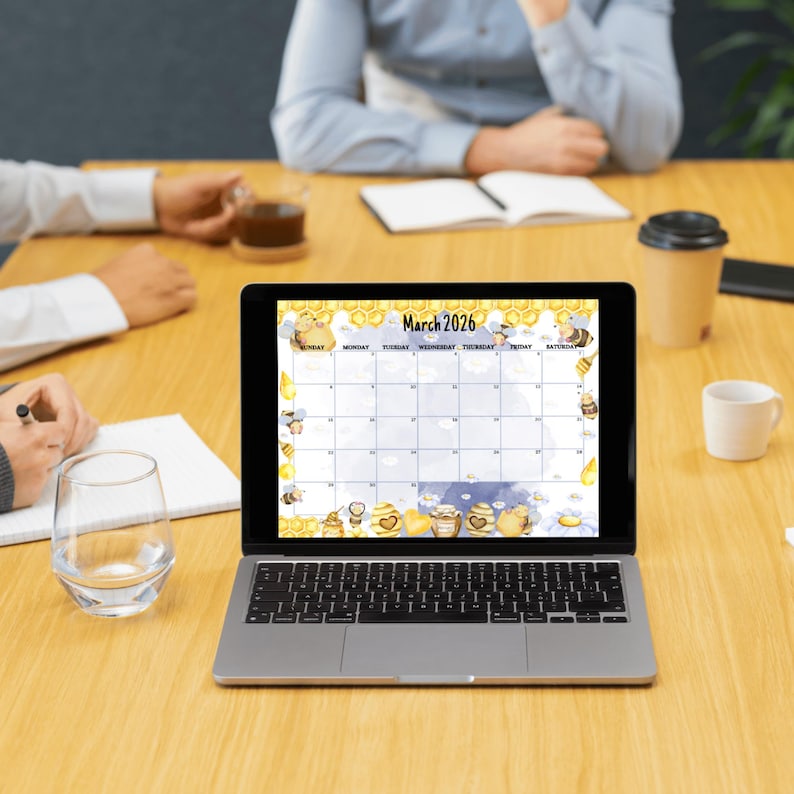 EDITABLE March 2026 Calendar, Cute Honey Bee Spring Calendar, Printable ...