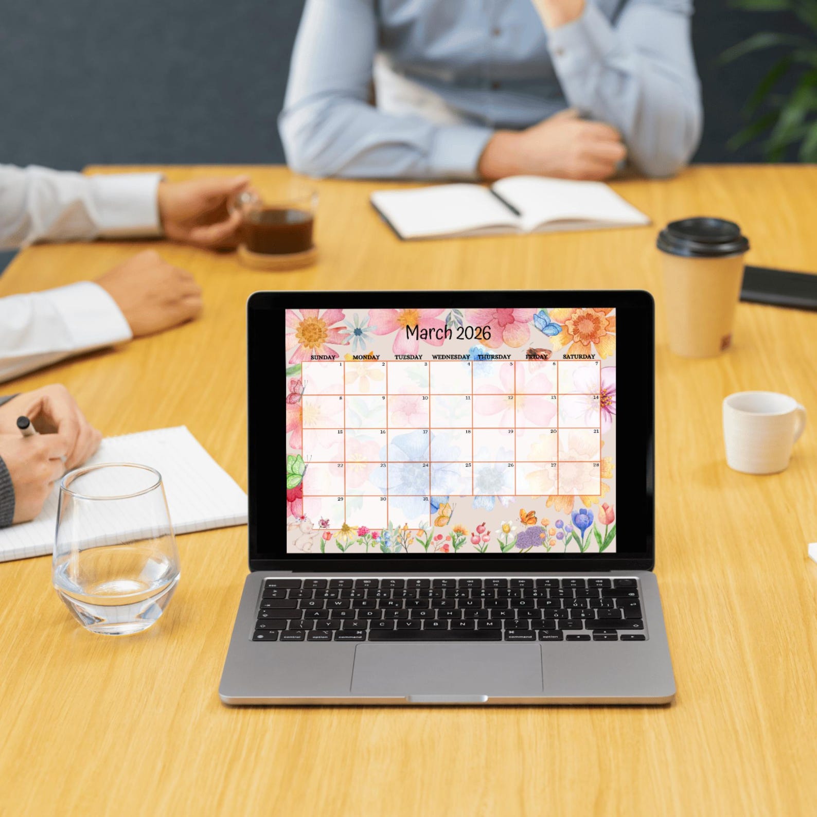 EDITABLE March 2026 Calendar, Hello Spring Flowery Calendar, Printable ...