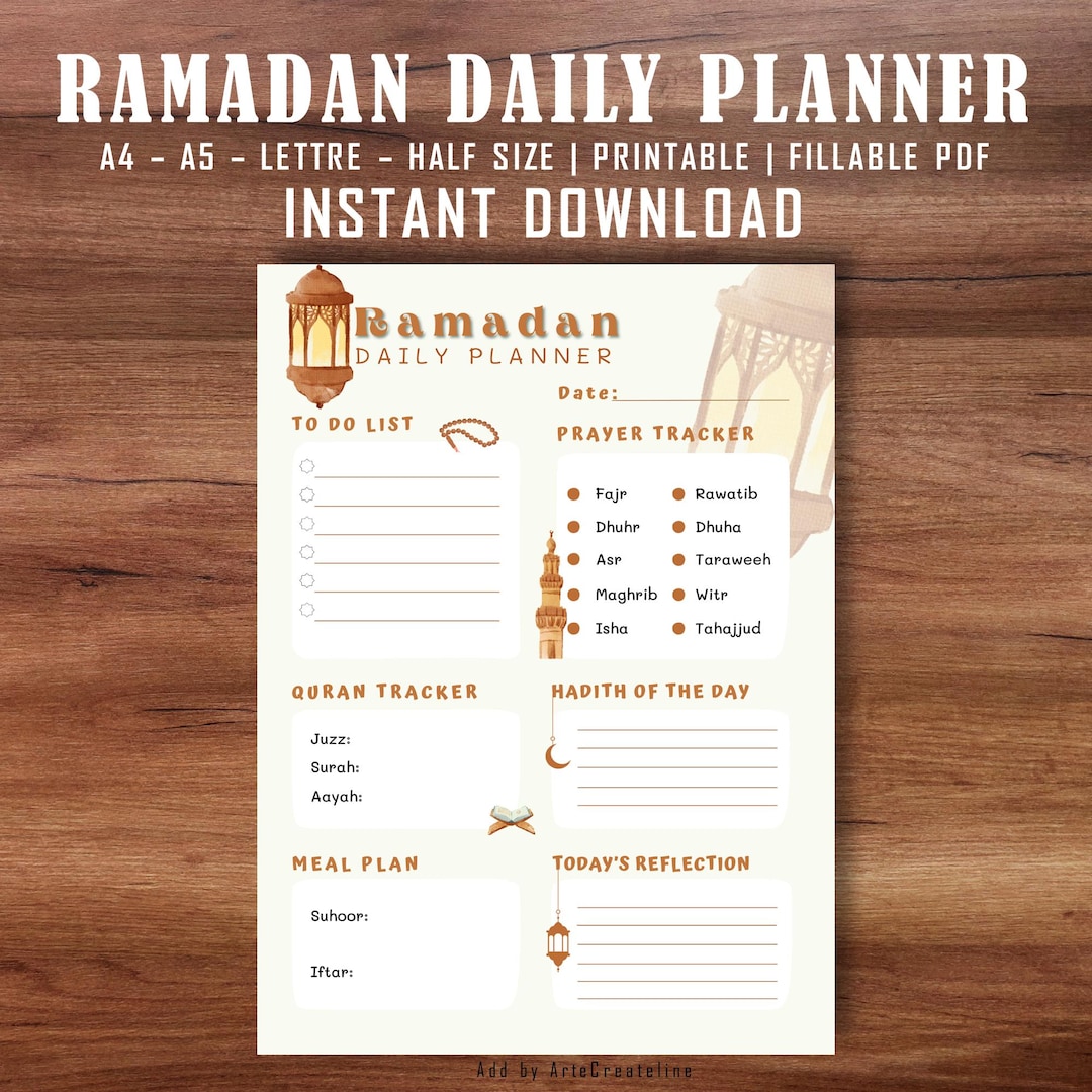 Ramadan Daily Planner 2025, Ramadan Islamic Daily Planner Printable ...