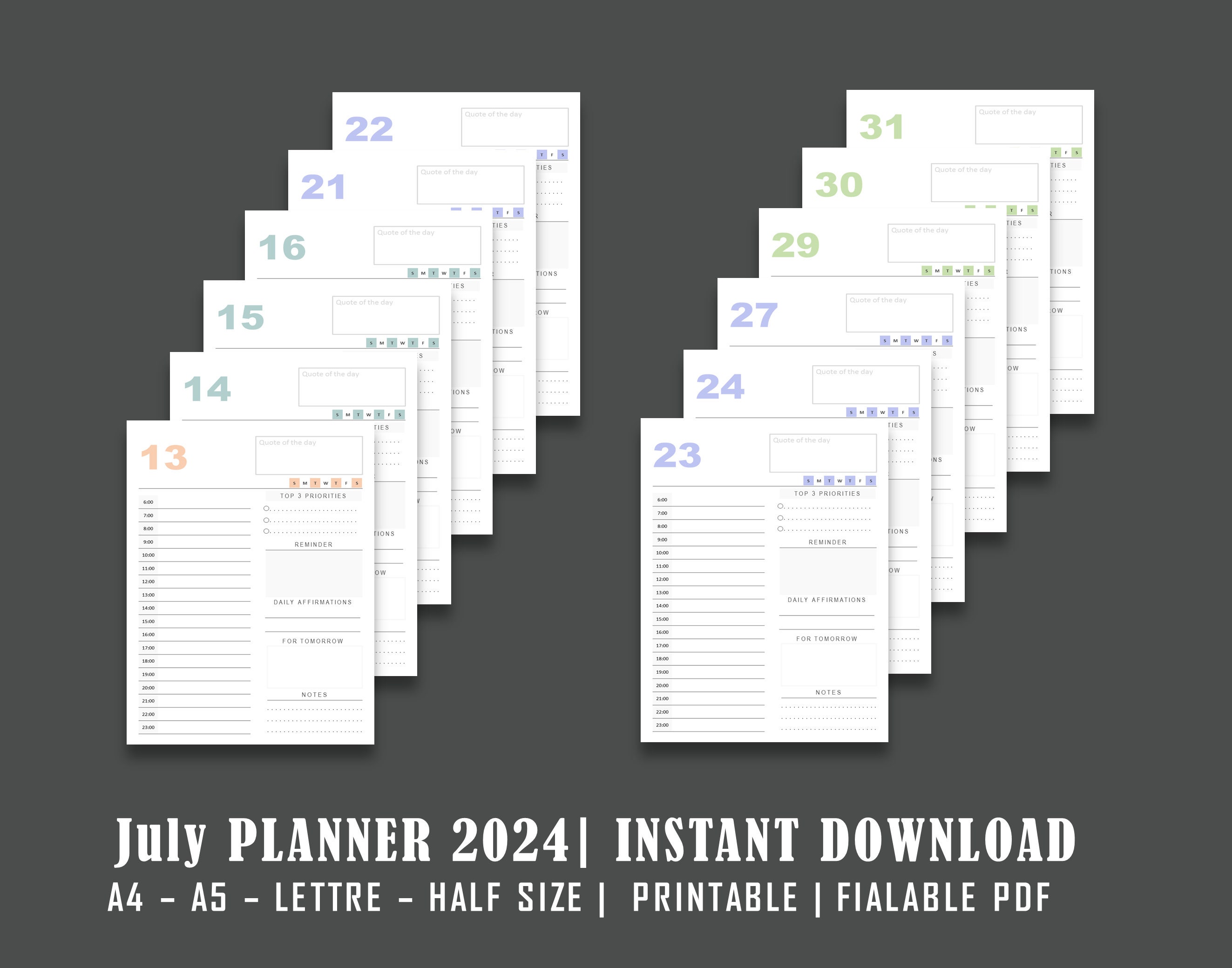 July 2024 Calendar, July 2024 Planner Pdf, Printable Monthly Schedule ...