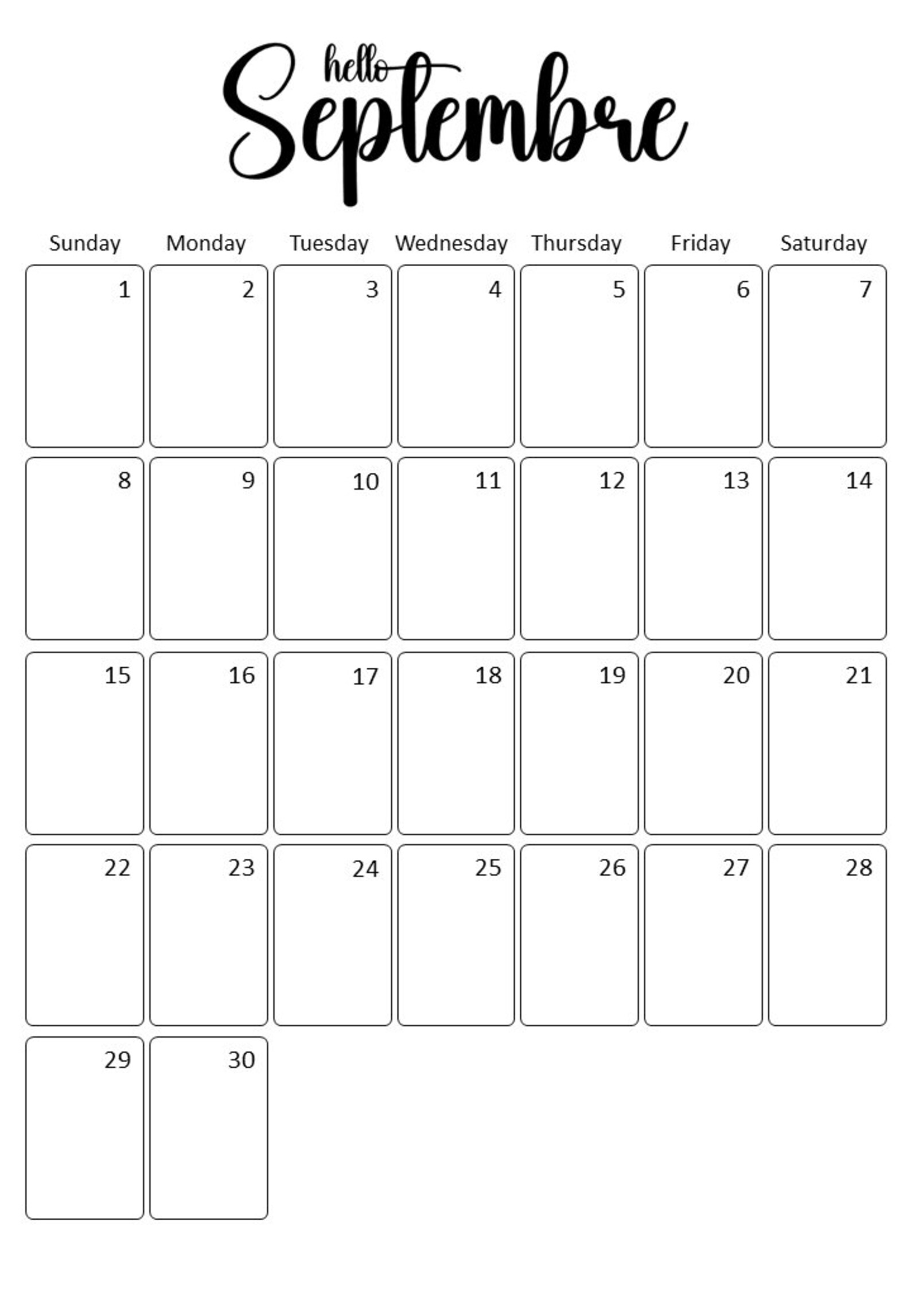 EDITIERBARER Kalender für September 2024, schöner druckbarer ...