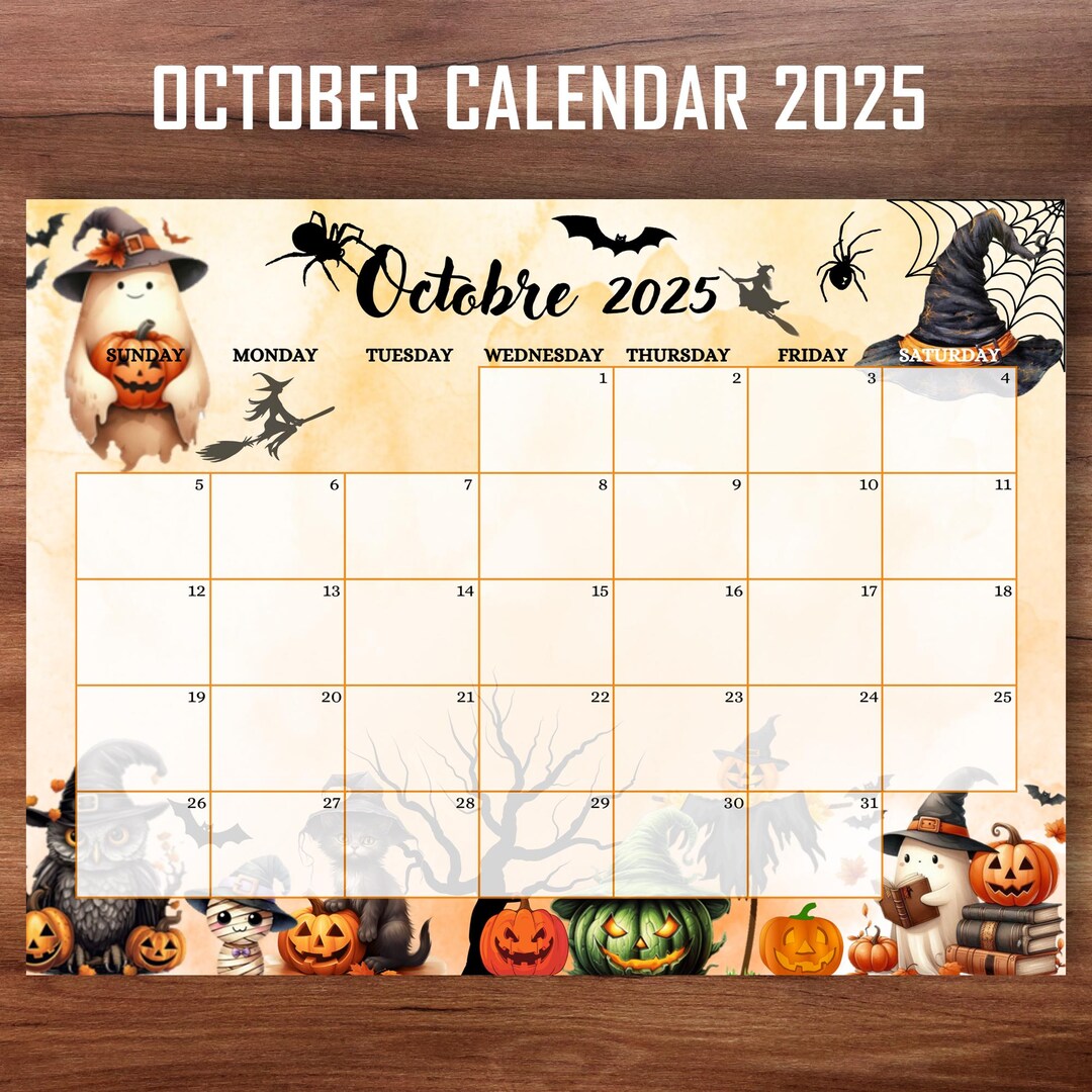 EDITABLE October 2025 Calendar, Cute Spooky Halloween Planner ...