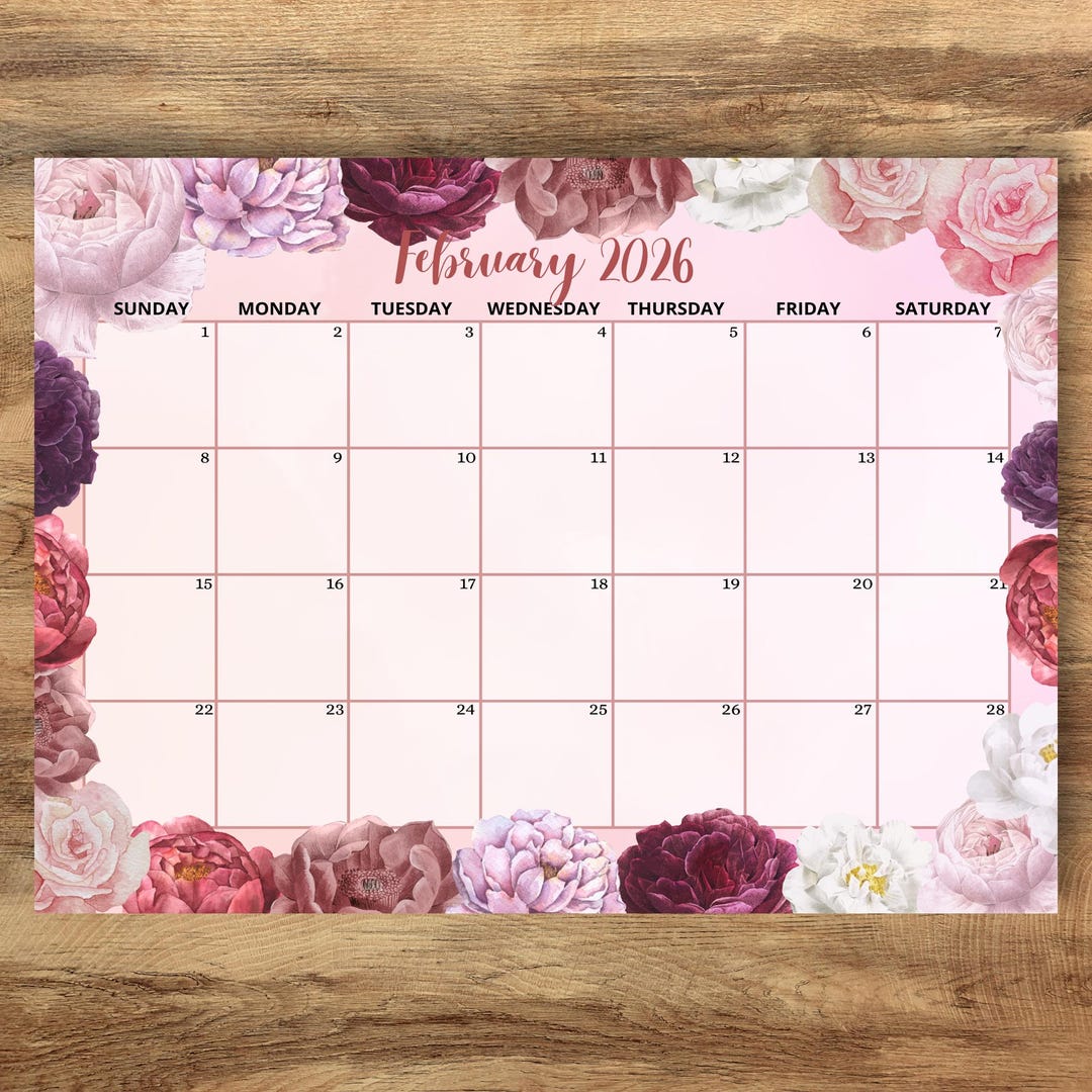 EDITABLE February 2026 Calendar, Printable Flower Spring Planner ...