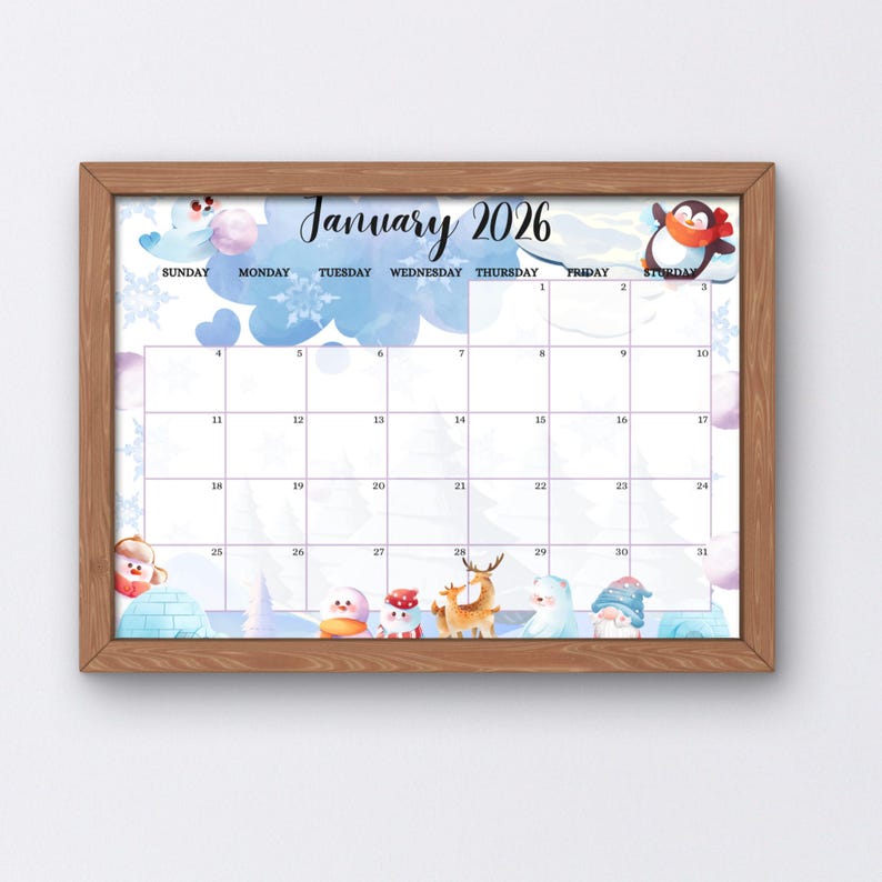 Editable Fillable January 2026 Calendar, Winter Editable Calendar 2026 ...