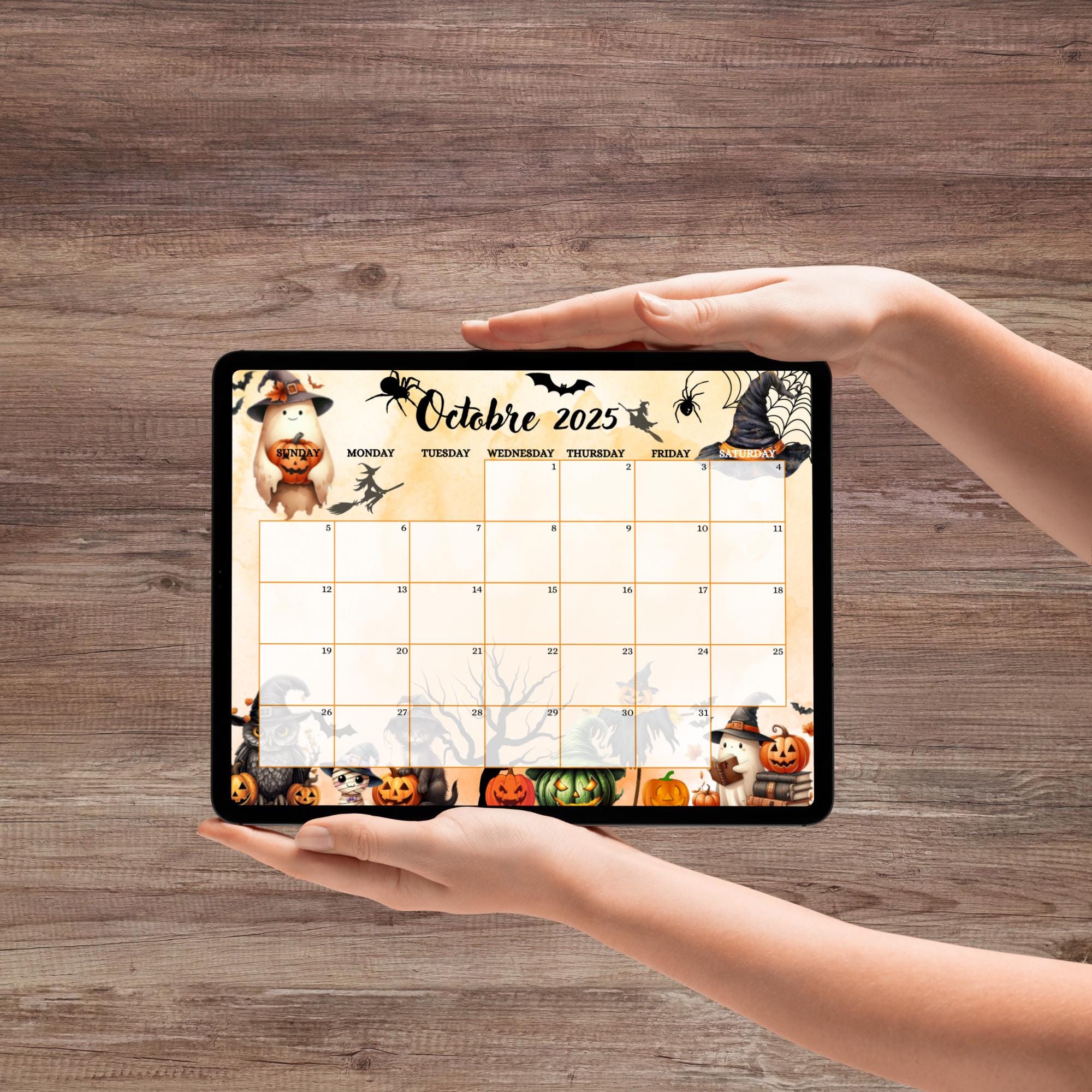 EDITABLE October 2025 Calendar, Cute Spooky Halloween Planner ...