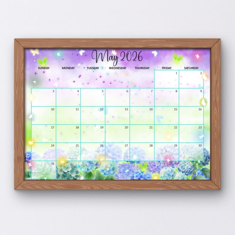 EDITABLE May 2026 Calendar, Colorful Spring W/ Flowers May Calendar ...