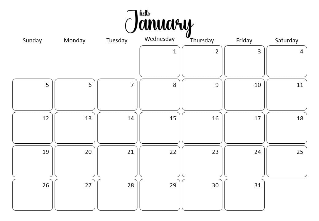 EDITABLE January 2025 Calendar, Printable Fillable Calendar Planner ...