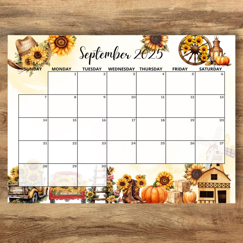 EDITABLE SEPTEMBER 2025 Calendar, Happy September Autumn Calendar 2025 ...