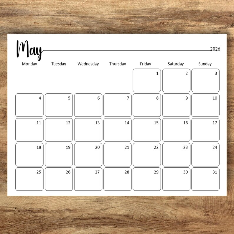 EDITABLE May 2026 Calendar, Printable Fillable PDF May Calendar 2026 ...
