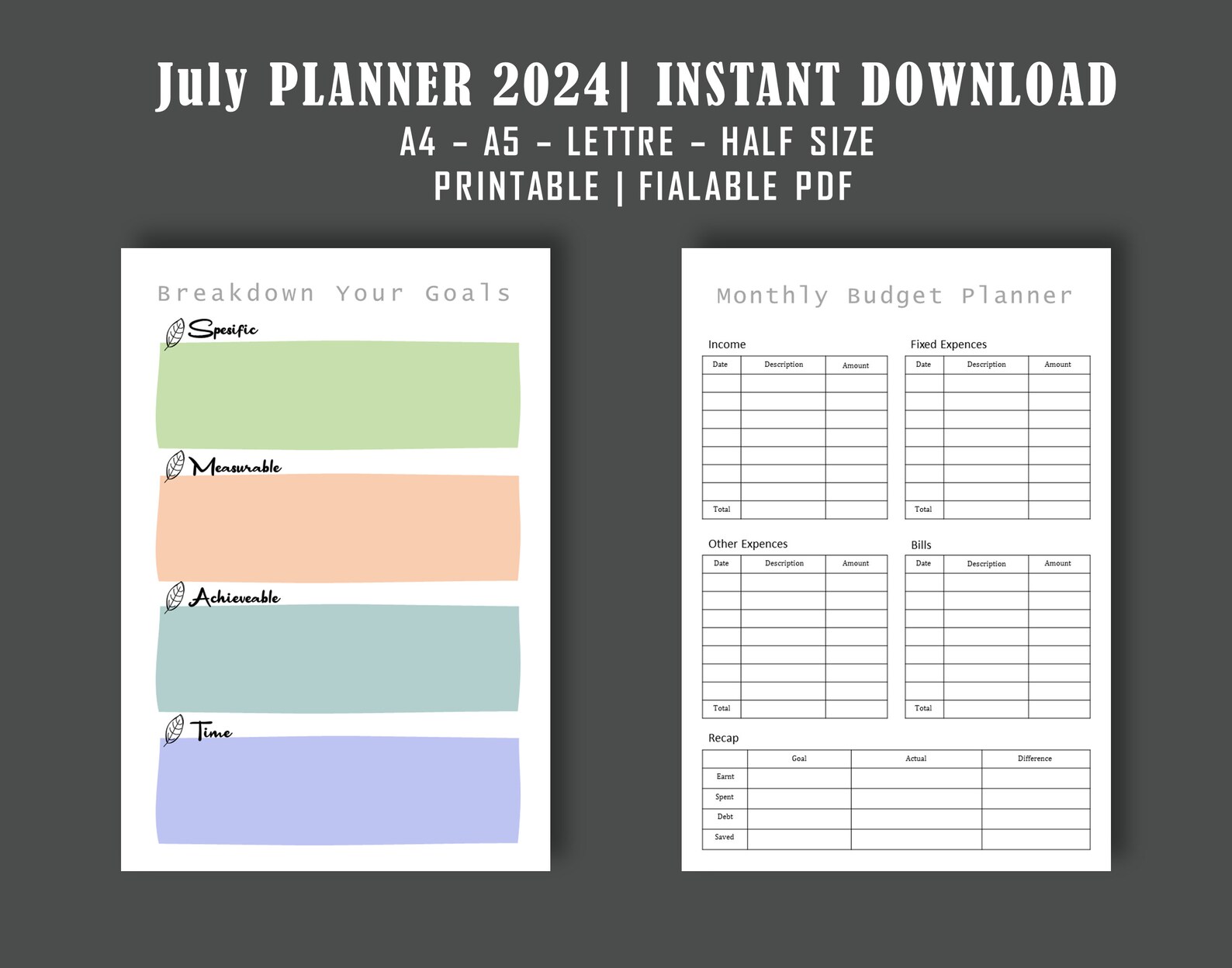 July 2024 Calendar, July 2024 Planner Pdf, Printable Monthly Schedule ...