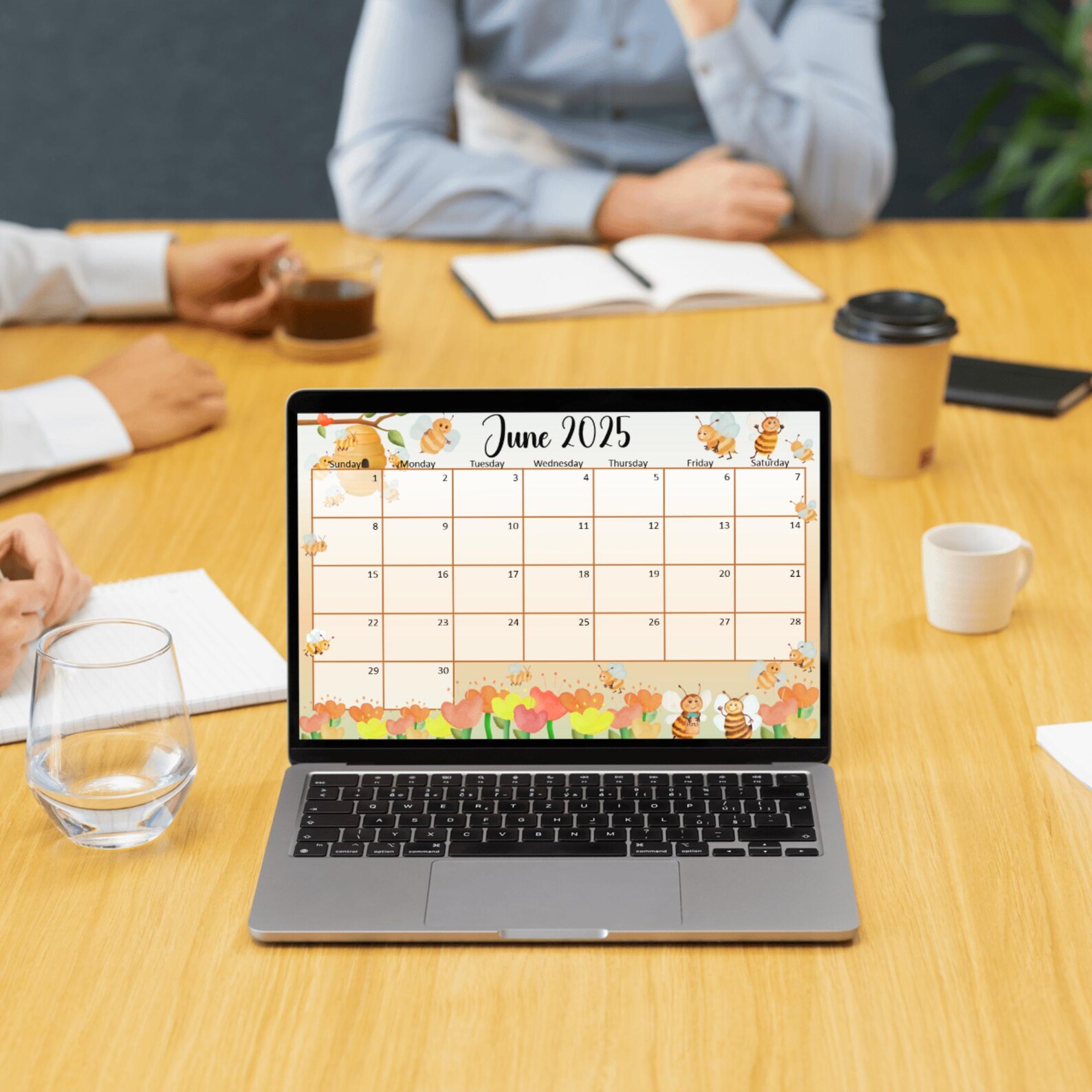 EDITABLE June 2025 Calendar, Summer Planner W/ Cute Flower Bee ...