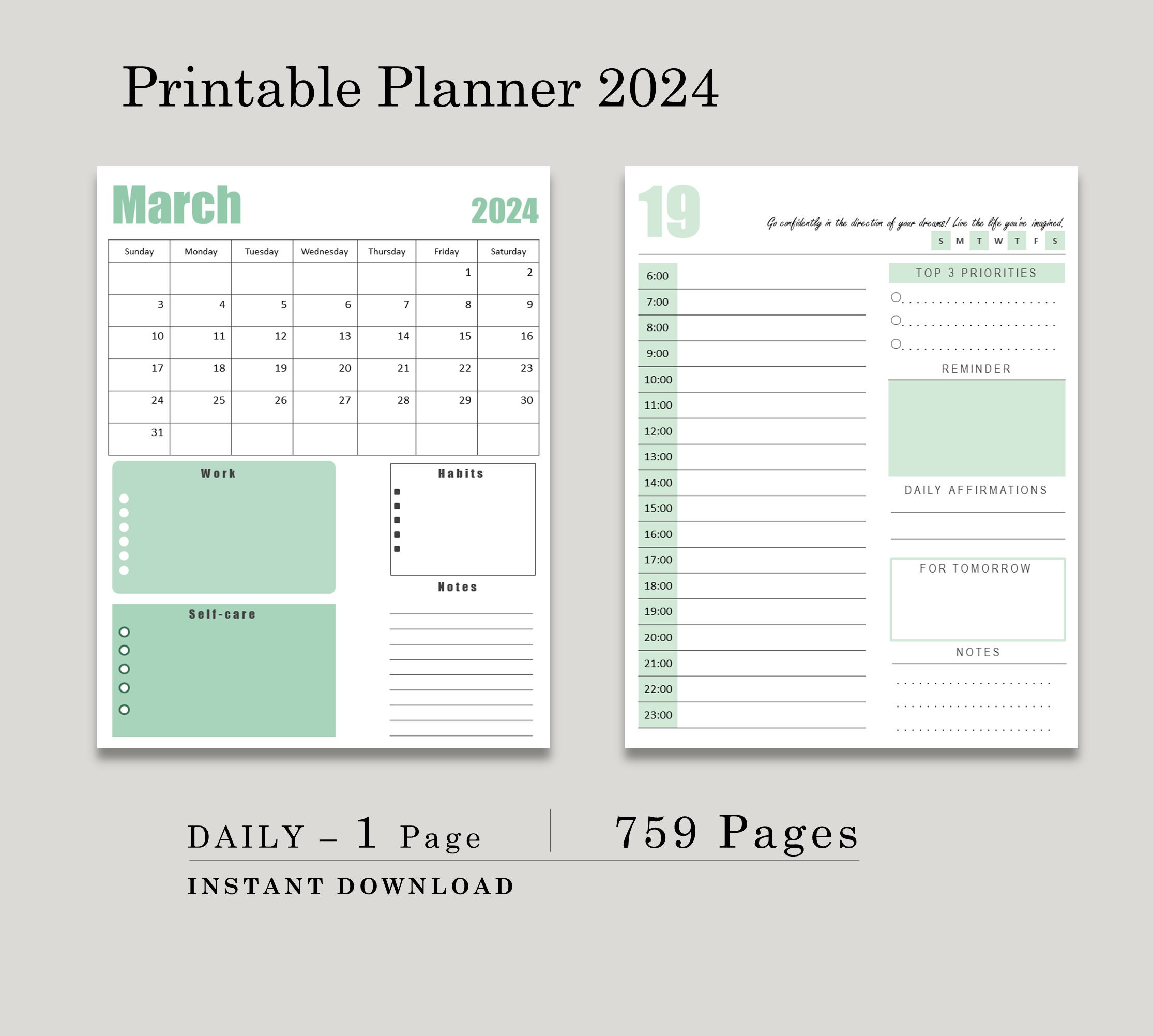 2024 Daily Monthly Planner Pdf Printable Agenda Pages for 2024 Day ...