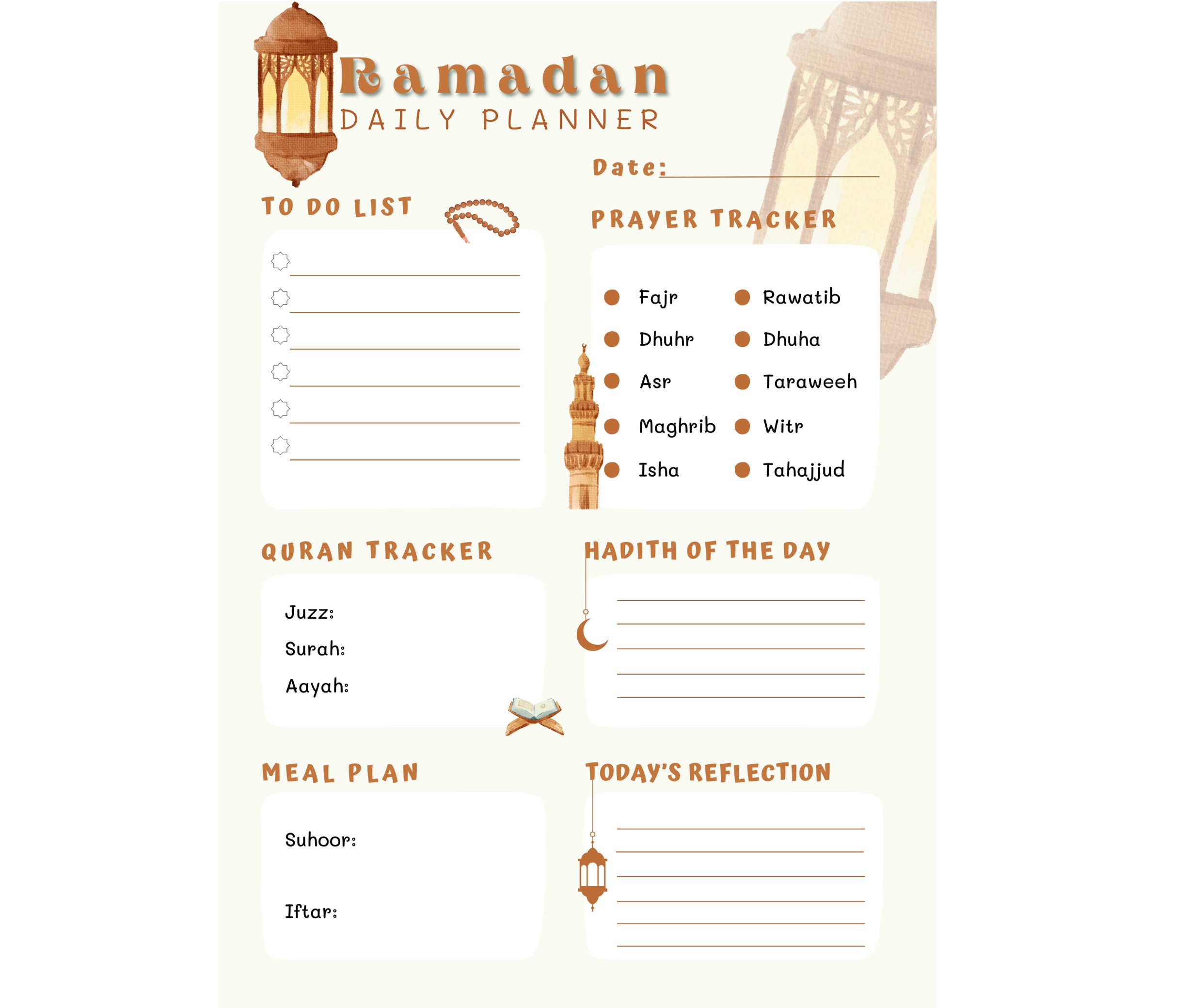 Ramadan Planner 2024, Muslim Daily Planner, Prayer Quran Tracker ...