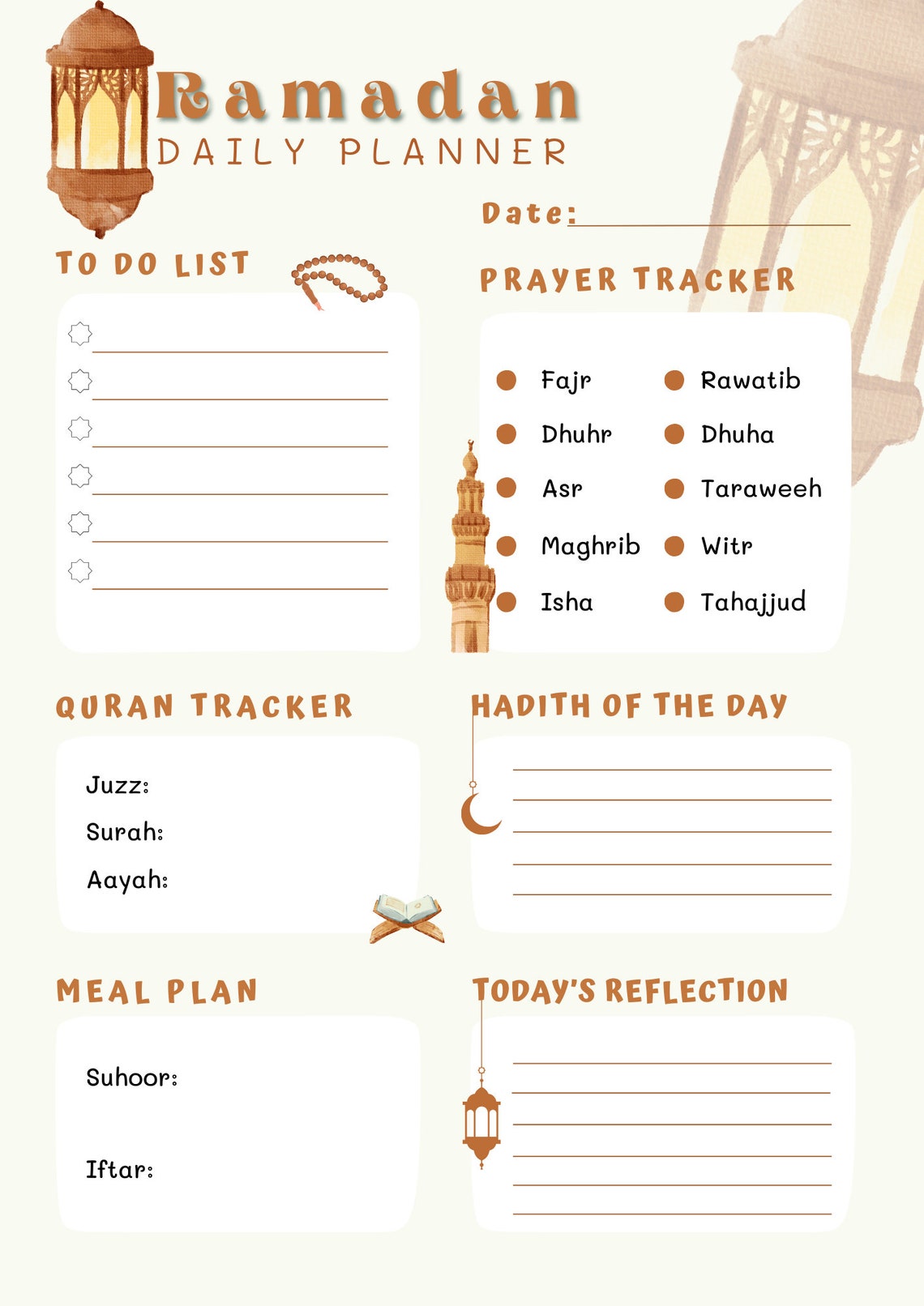 Ramadan Planner 2024, Muslim Daily Planner, Prayer Quran Tracker ...