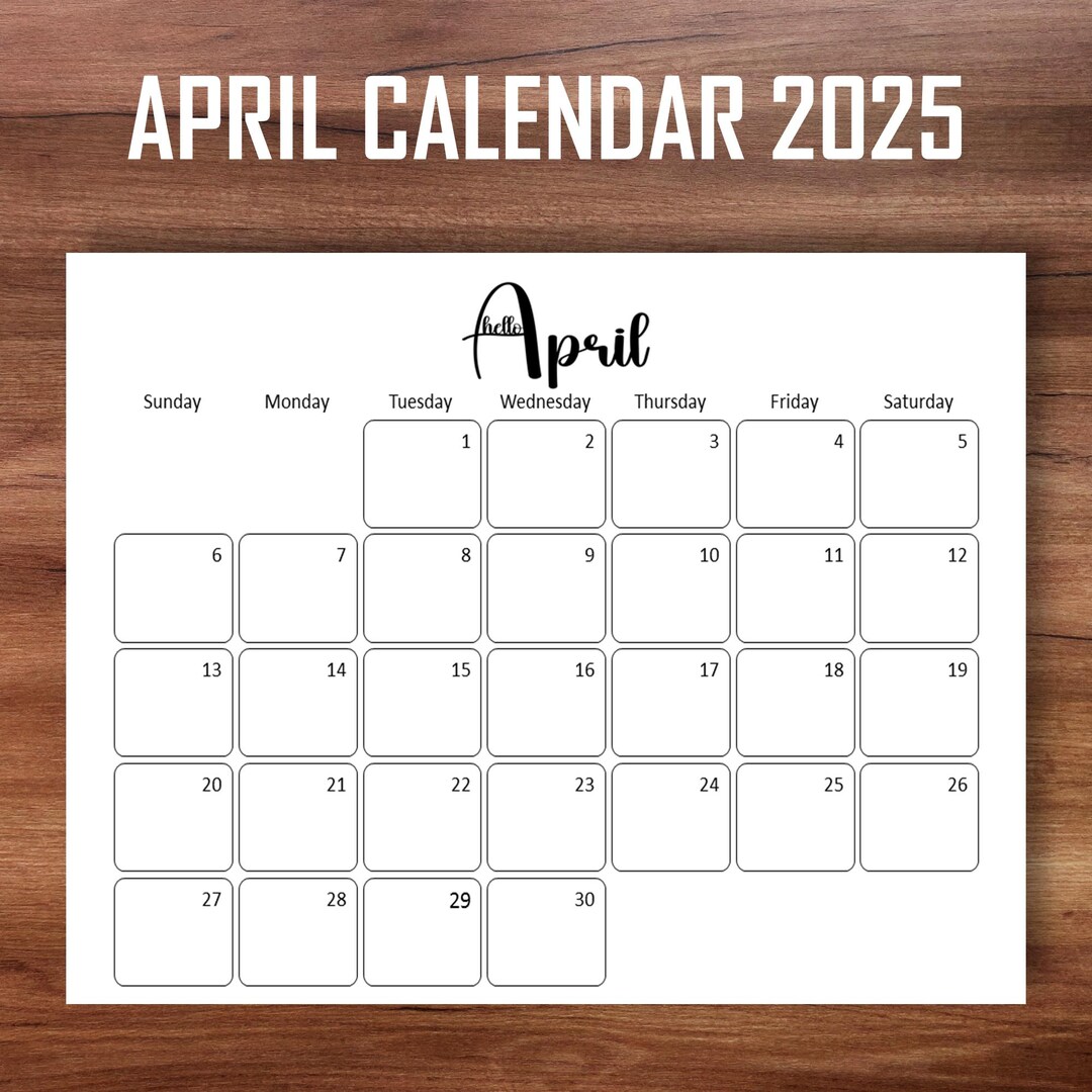 EDITABLE April 2025 Calendar, Printable Fillable Calendar 2025 ...