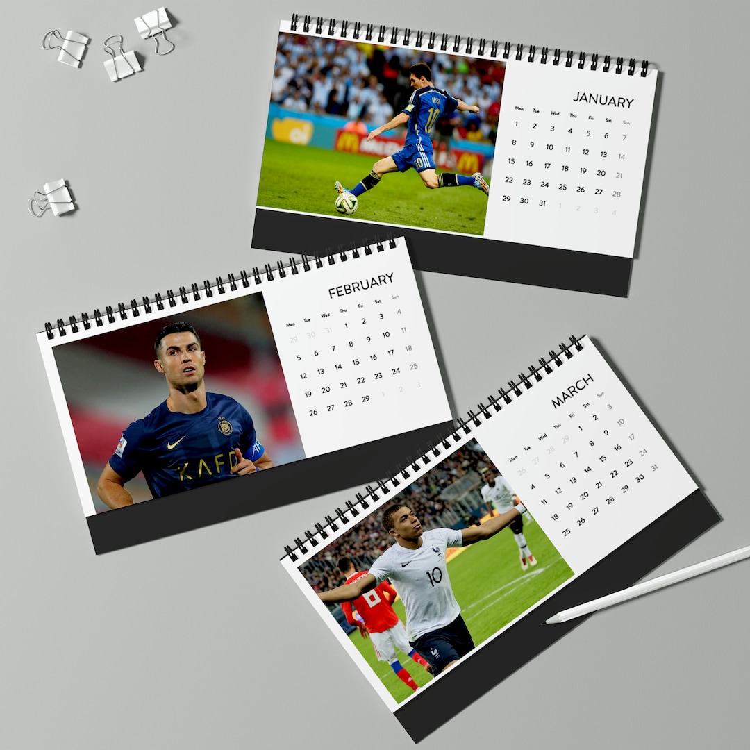 Football Lover Gift, 2024 Desk Calendar, 12 Month Calendar, Simple ...