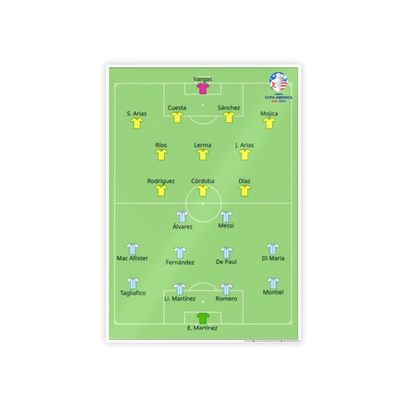 Copa America USA 2024 Champions Argentina Poster, Soccer Lineup Print ...