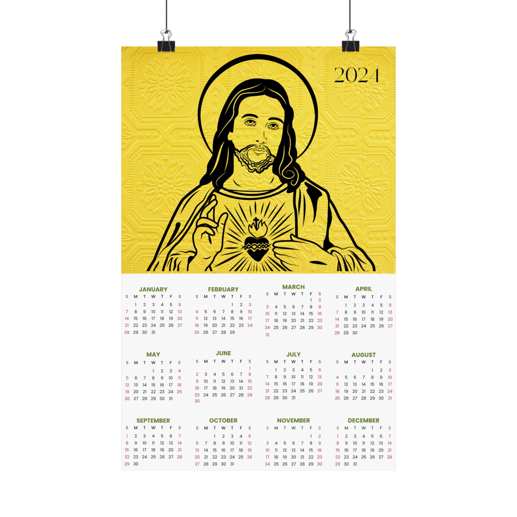POSTER CALENDAR 2024, Jesus Calendar, Yearly Calendar, Jesus Christ ...