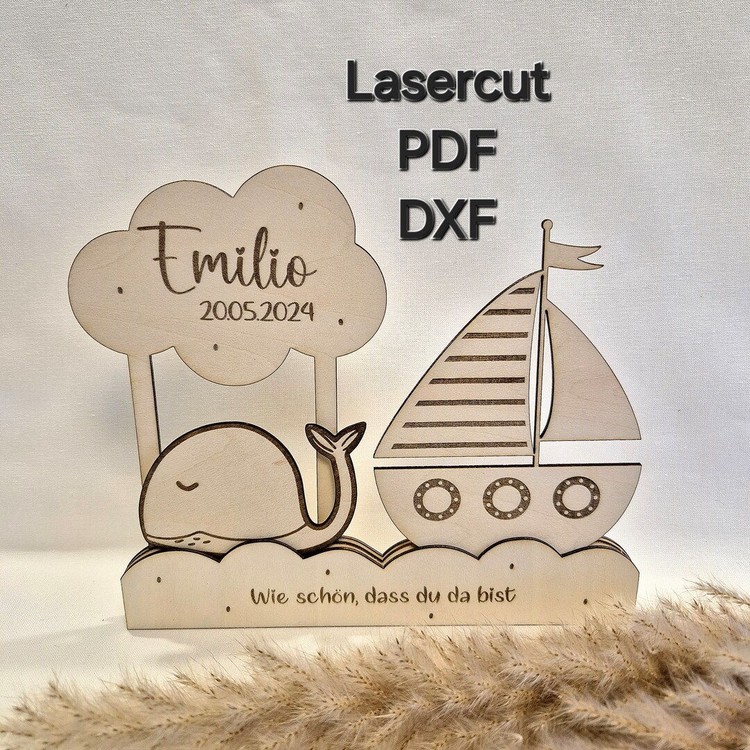 Laser File Ship Lasercut PDF DXF Baptism Birth - Etsy
