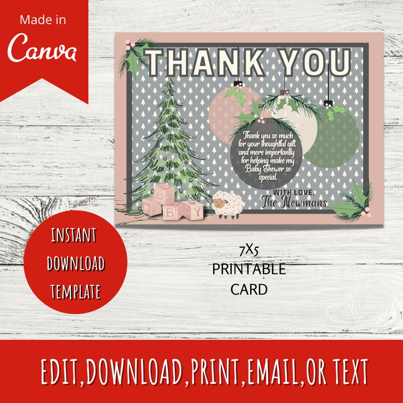 Plantillas de agradecimiento para baby shower / Navidad / Feliz baby ...