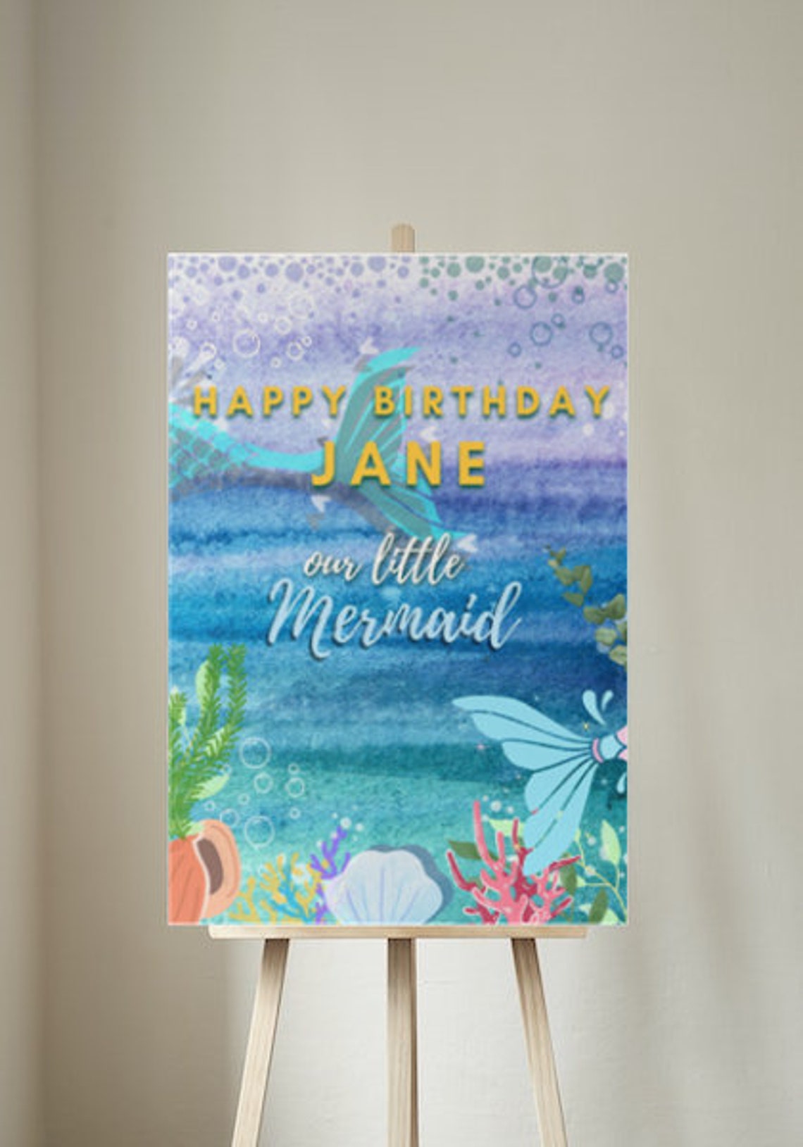 EDITABLE PRINTABLE MERMAID Birthday Party Poster Printable, Printable ...