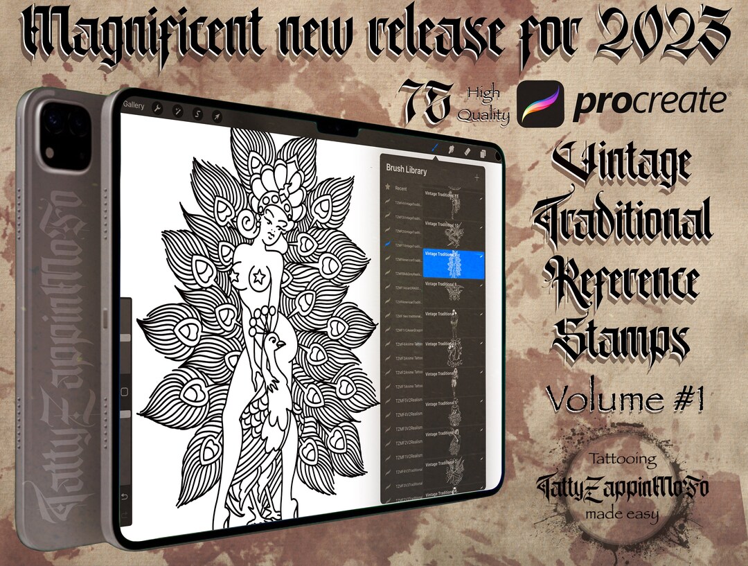 75 Vintage Traditional Reference Stamps for Procreate. - Etsy