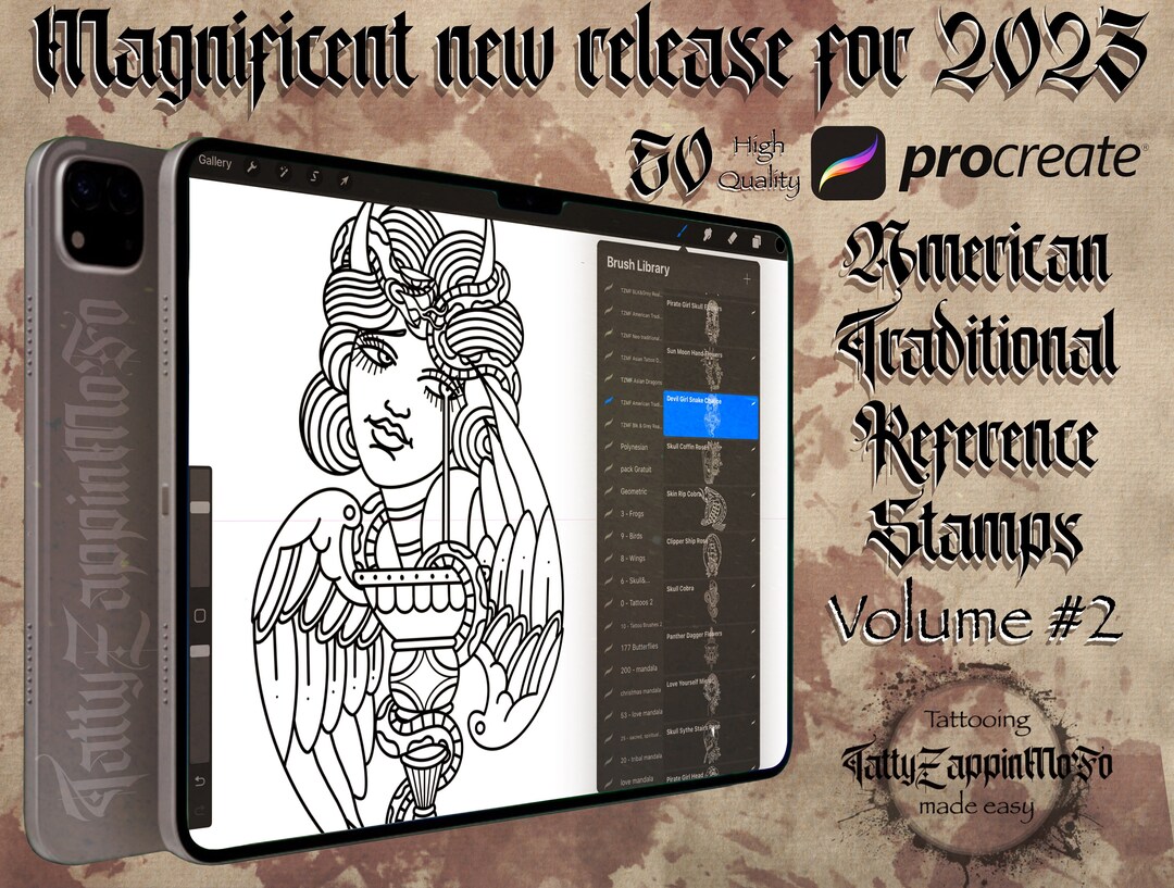 50 American Traditional Reference Stamps Volume #2 for Procreate - Etsy